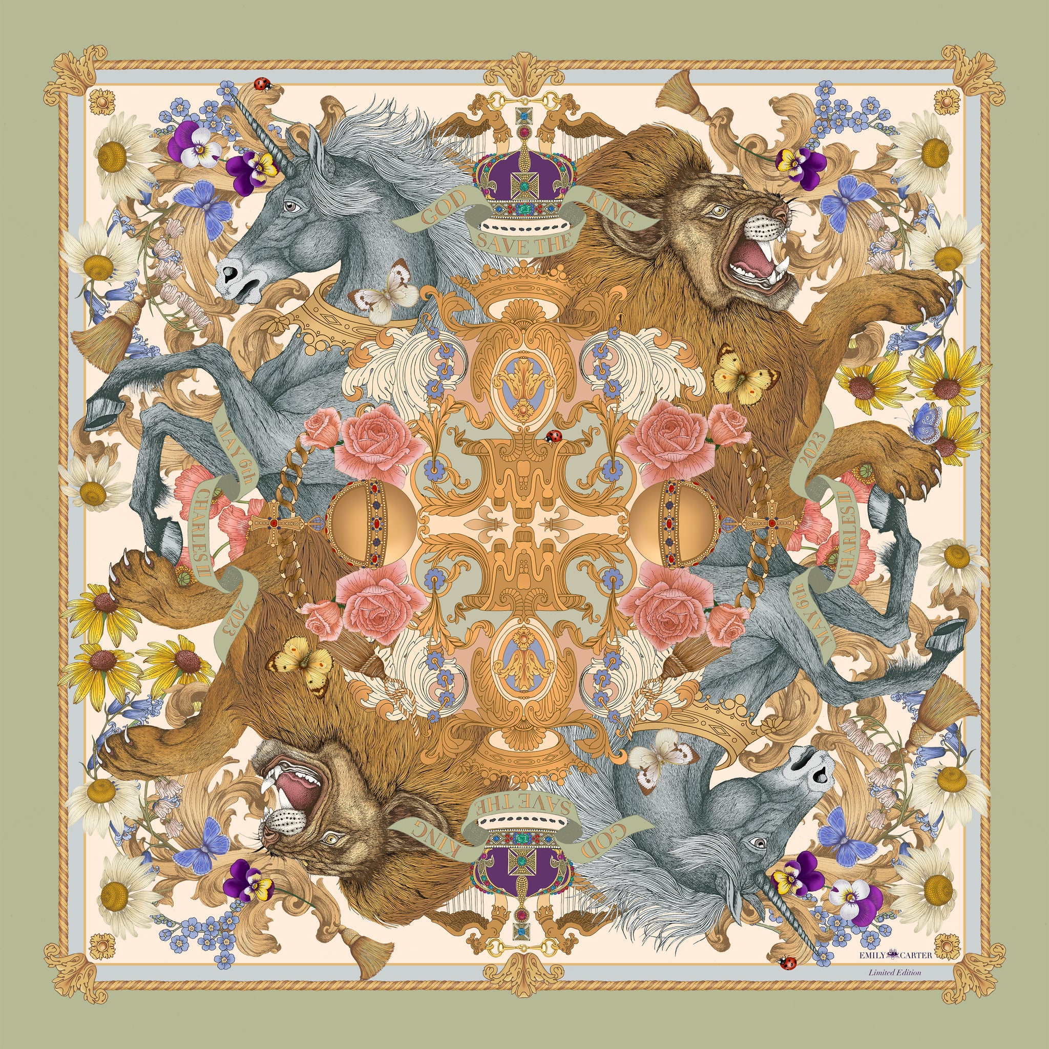 The Monarchy Silk Scarf Pastel - Limited Edition | 130x130cm [Preorder