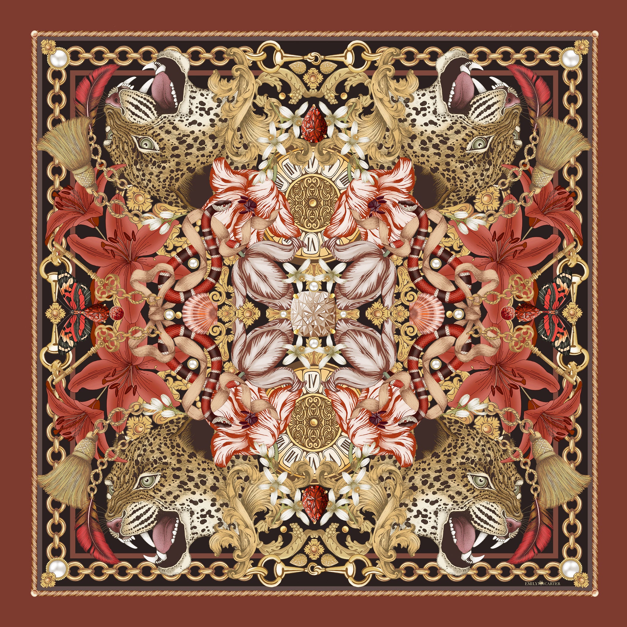 The Tulip & Leopard Pocket Square [Preorder]