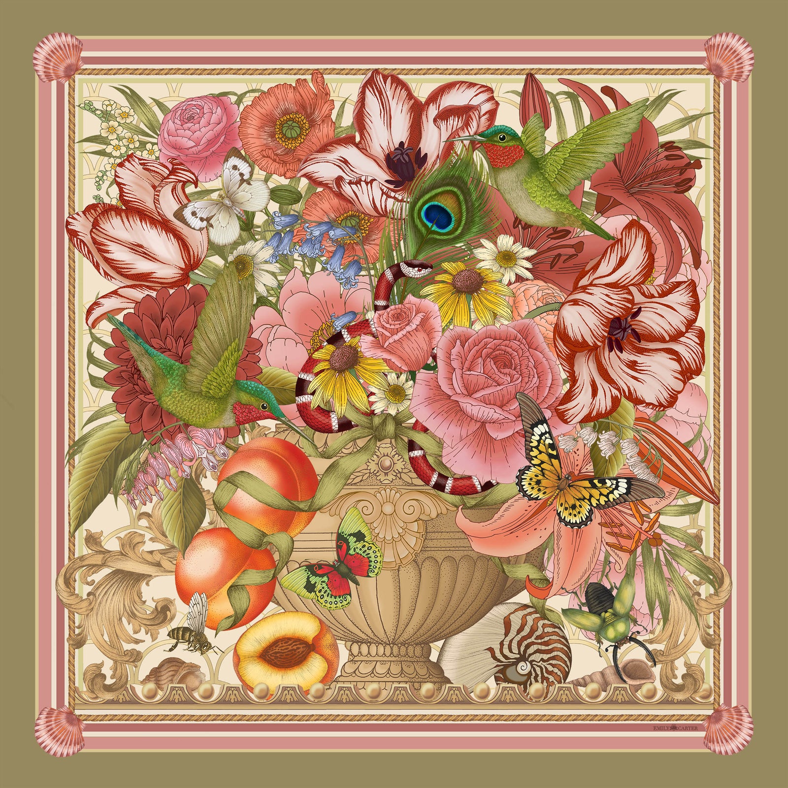The Tulip Still Life Silk Scarf | 90x90cm