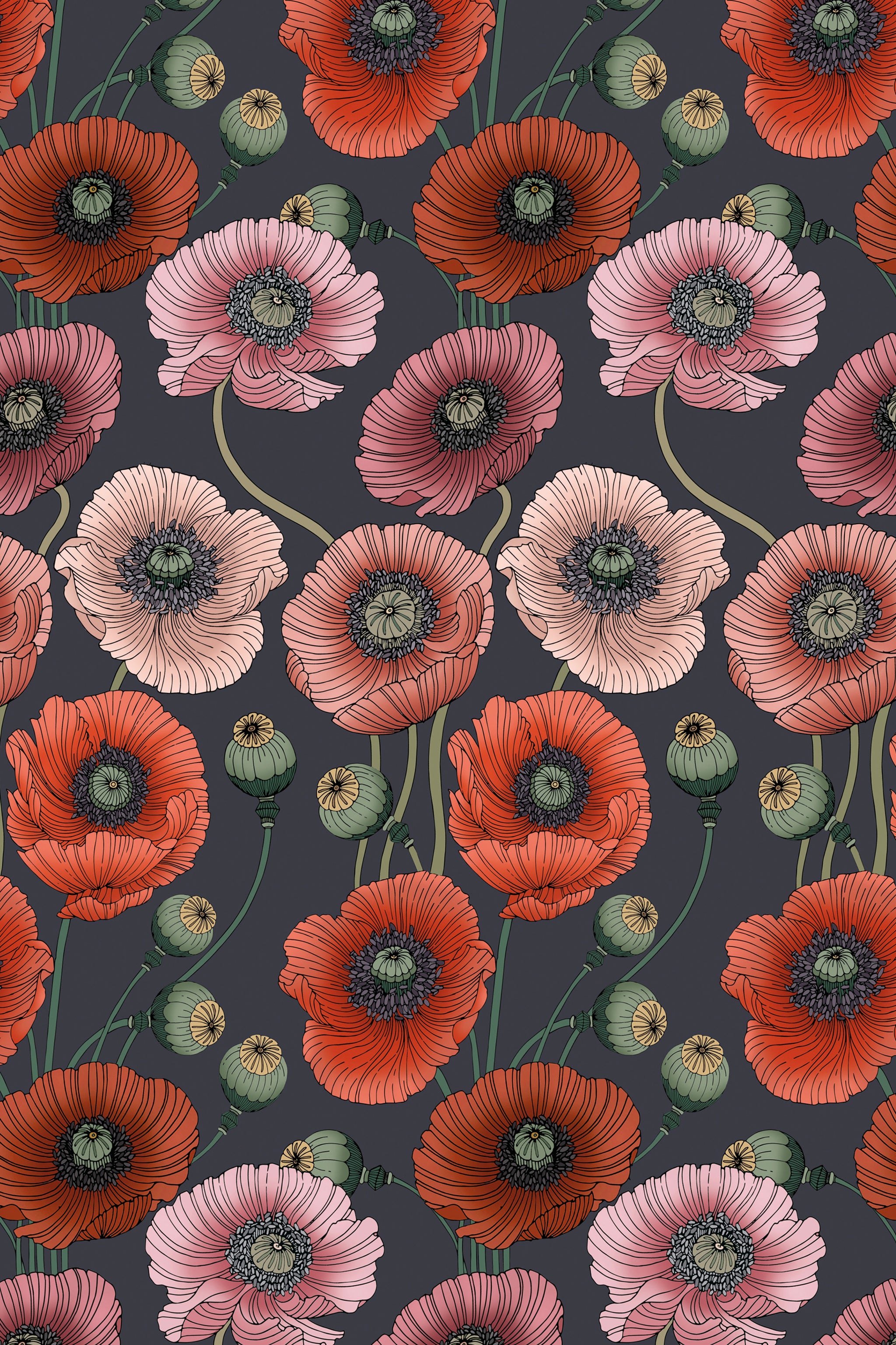 Poppy Print Navy