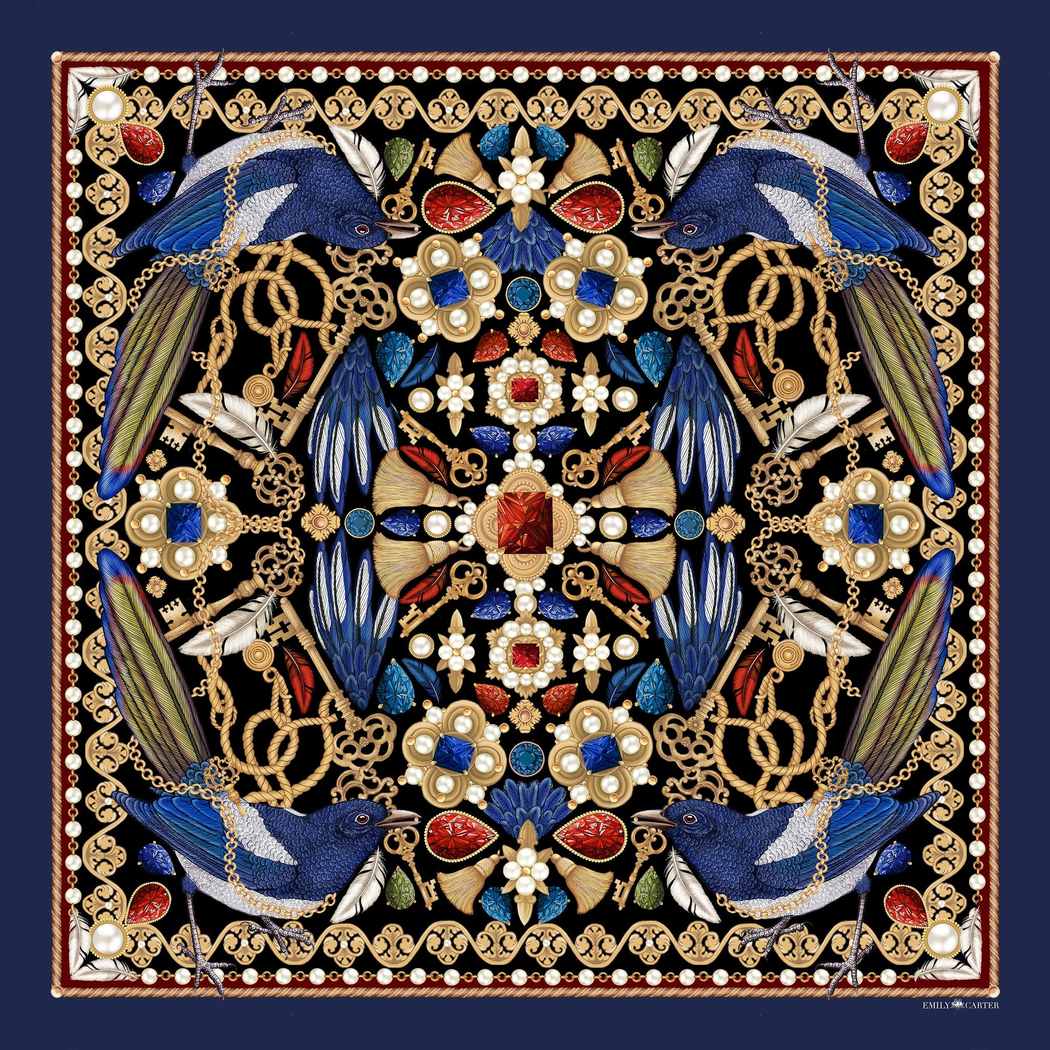 The Medieval Magpie Silk Scarf | 130x130cm [Preorder]