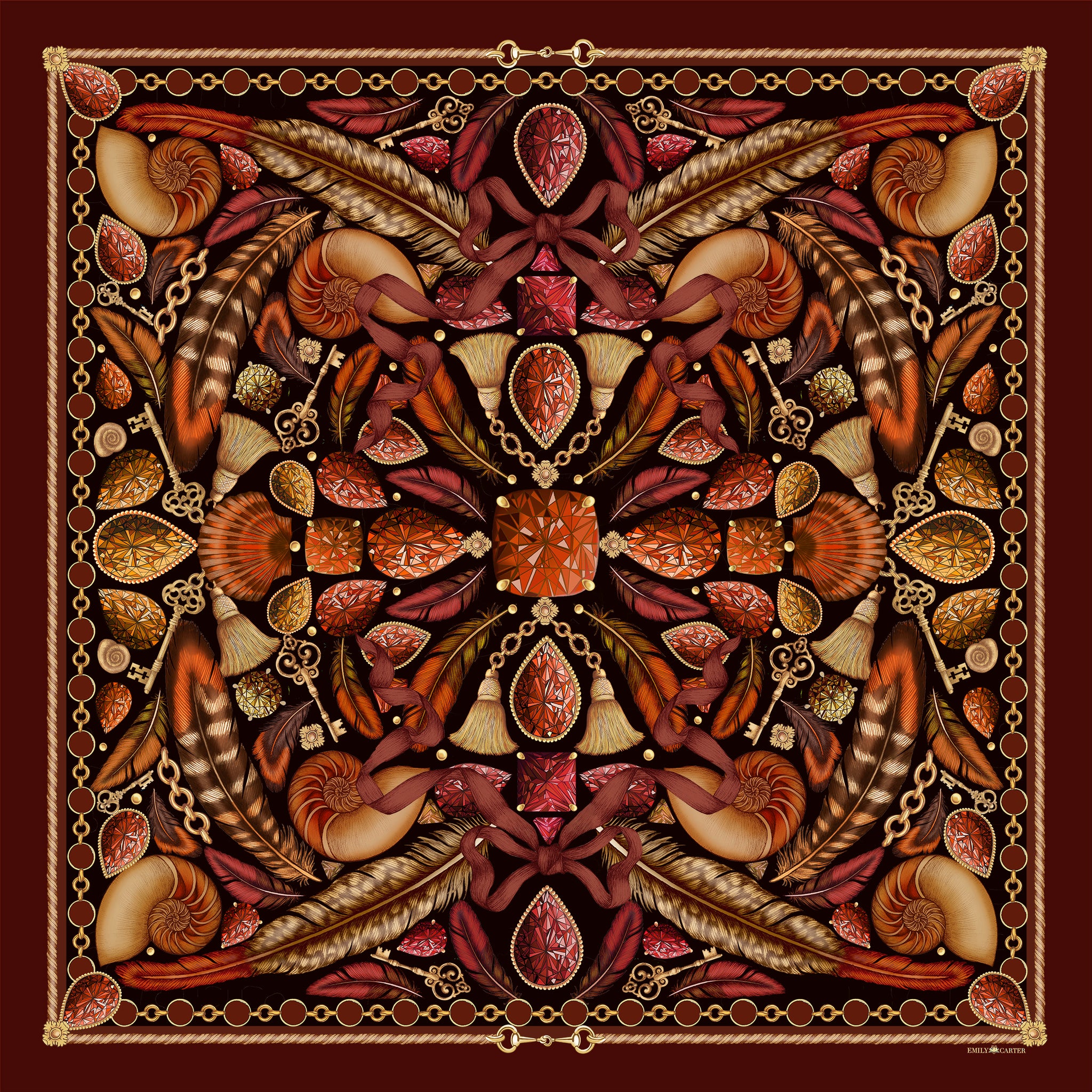 The Baroque Feather Silk Scarf | 90x90cm [Preorder]