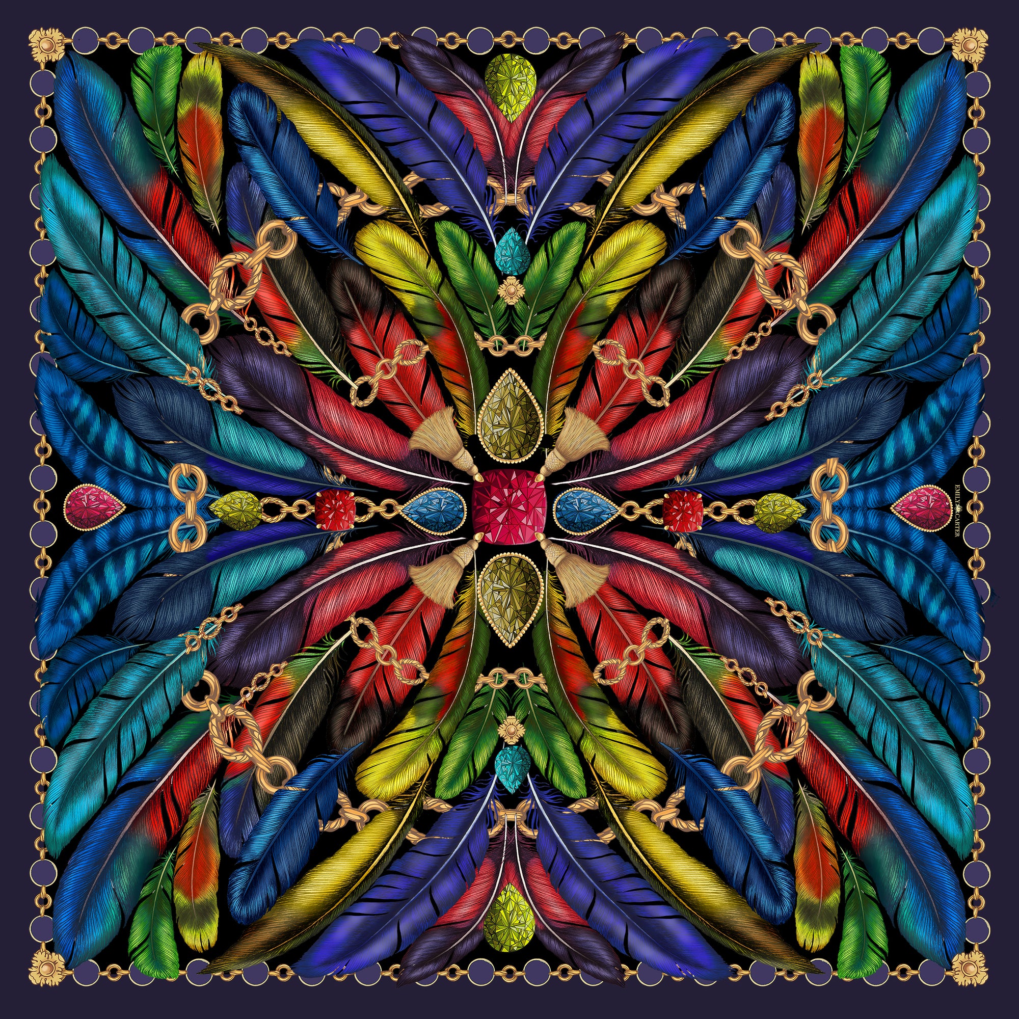 The Tropical Feather Silk Scarf | 90x90cm [Preorder]
