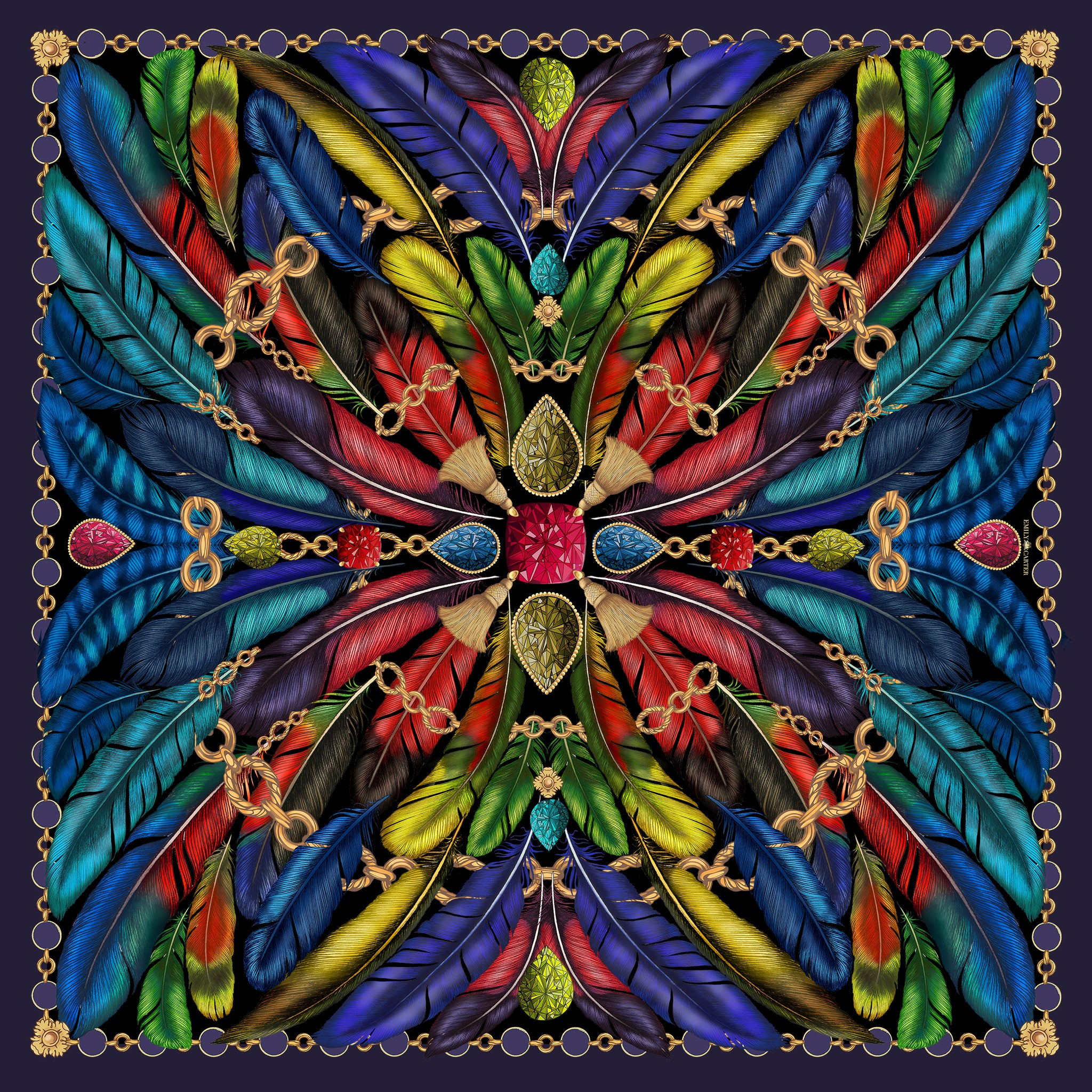 The Tropical Feather Silk Scarf | 90x90cm [Preorder]