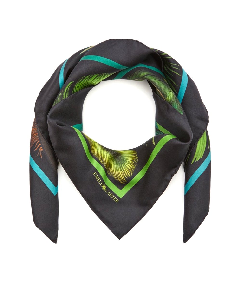 The Iridescent Feather Silk Scarf | 90x90cm – Emily Carter London